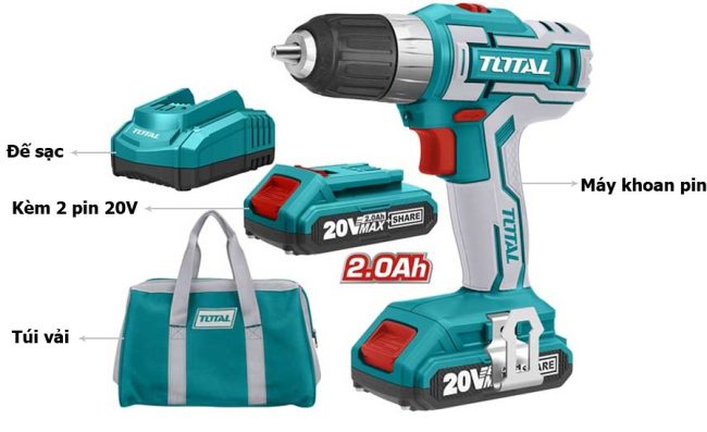 Máy Khoan dùng pin Lithium 20V TOTAL TDLI2002 giá rẻ hơn tại Vuatools.com
